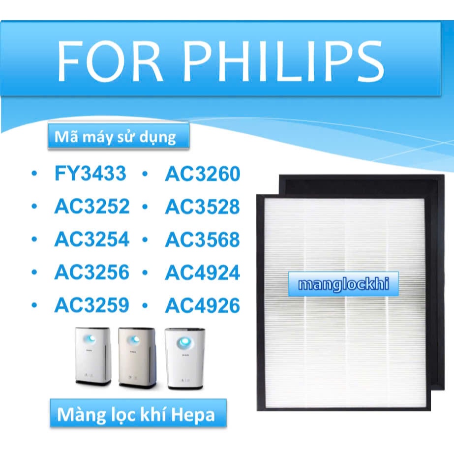 Màng lọc khí Hepa máy lọc kk Philips AC3252/AC3254(370x290x60) | Shopee ...