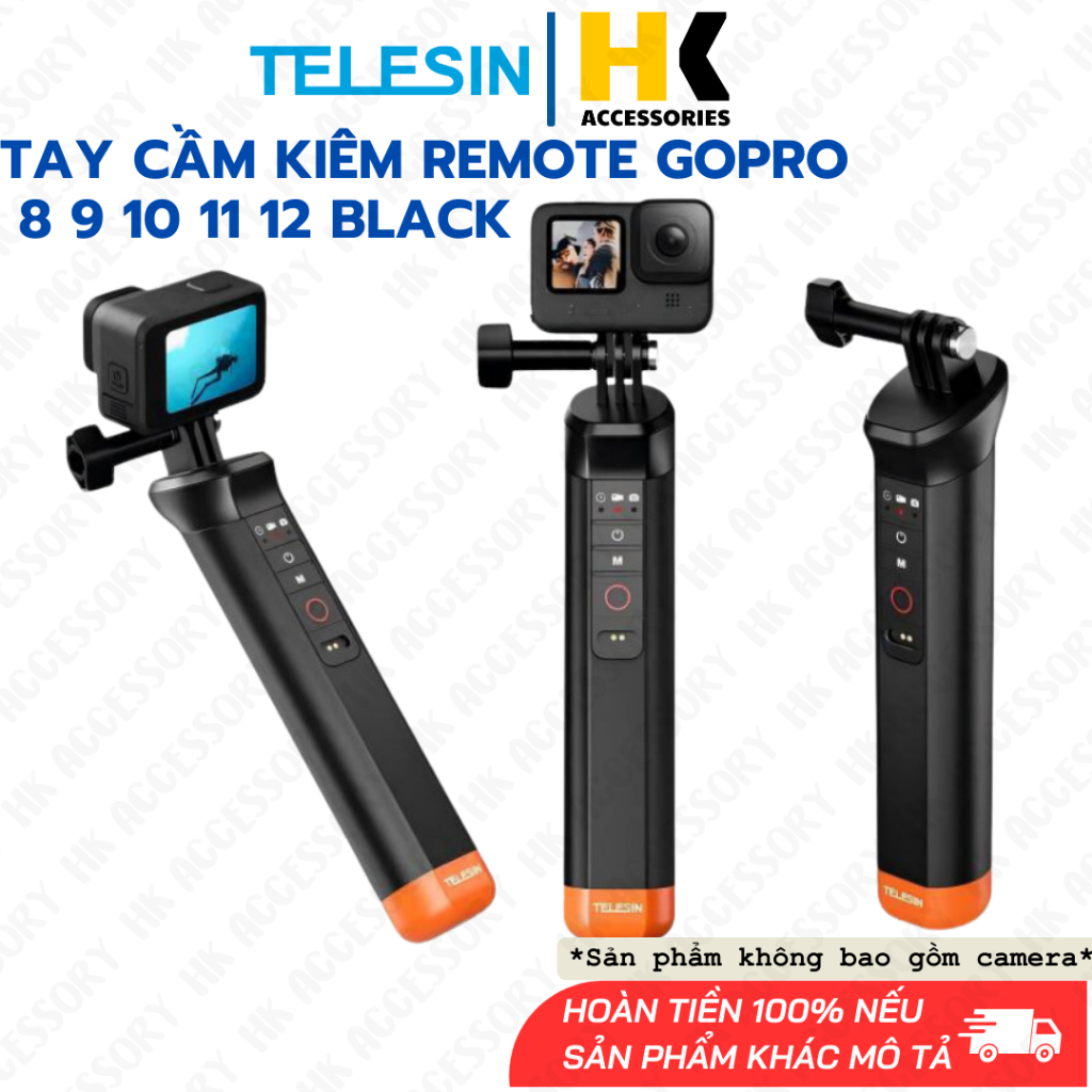 Tay cầm phao kiểm Remote bluetooth Gopro 12 11 10 9 8 Black hỗ trợ quay ...