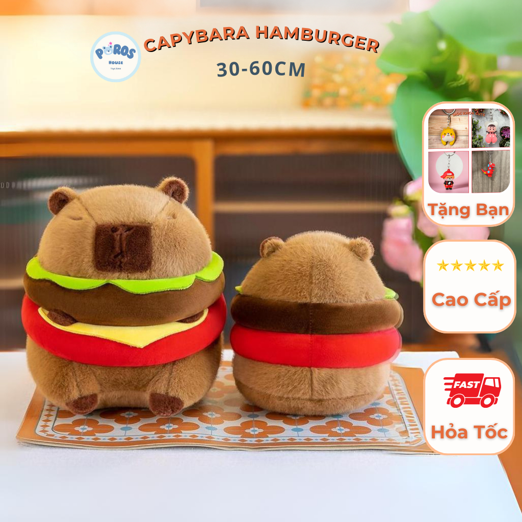 Gấu bông capybara hamburger, Gấu bông cute, Chuột lang nước bánh ...