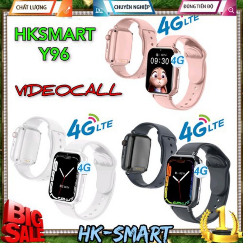Đồng hồ thông minh trẻ em HKSMART Y96 4G Gọi video, sạc nam châm chống ...