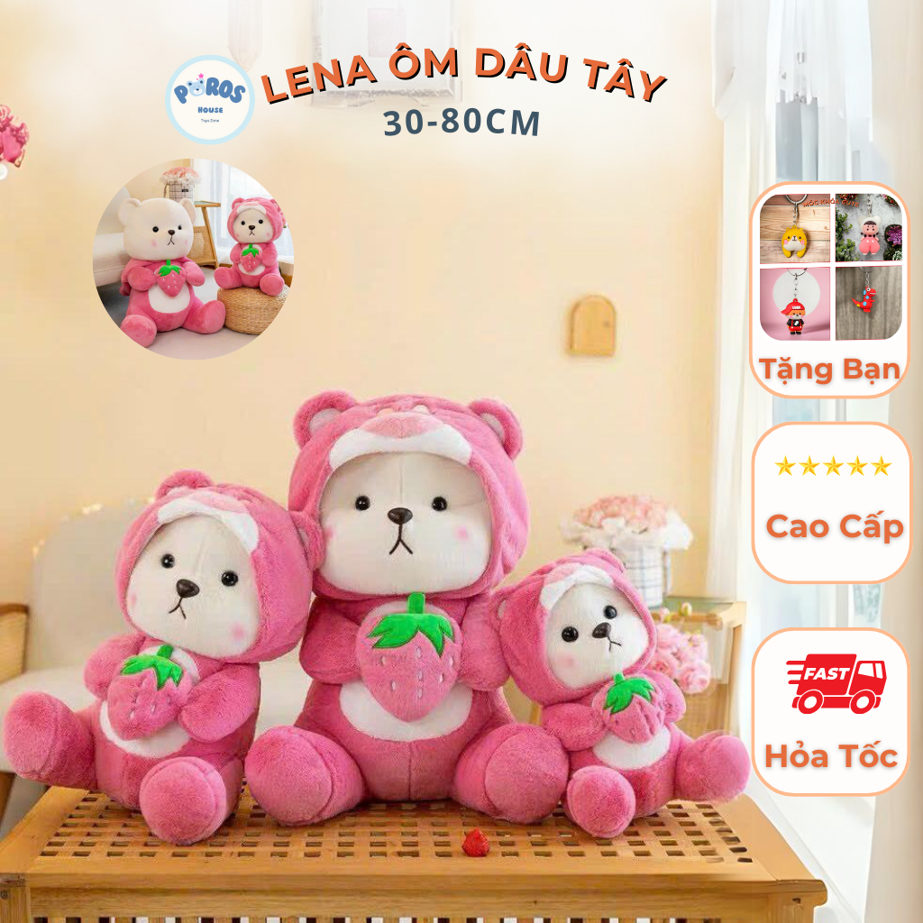Gấu Bông Gấu Lena Ôm Dâu, Lena Khổng Lồ Siêu Dễ Thương | Shopee Việt Nam