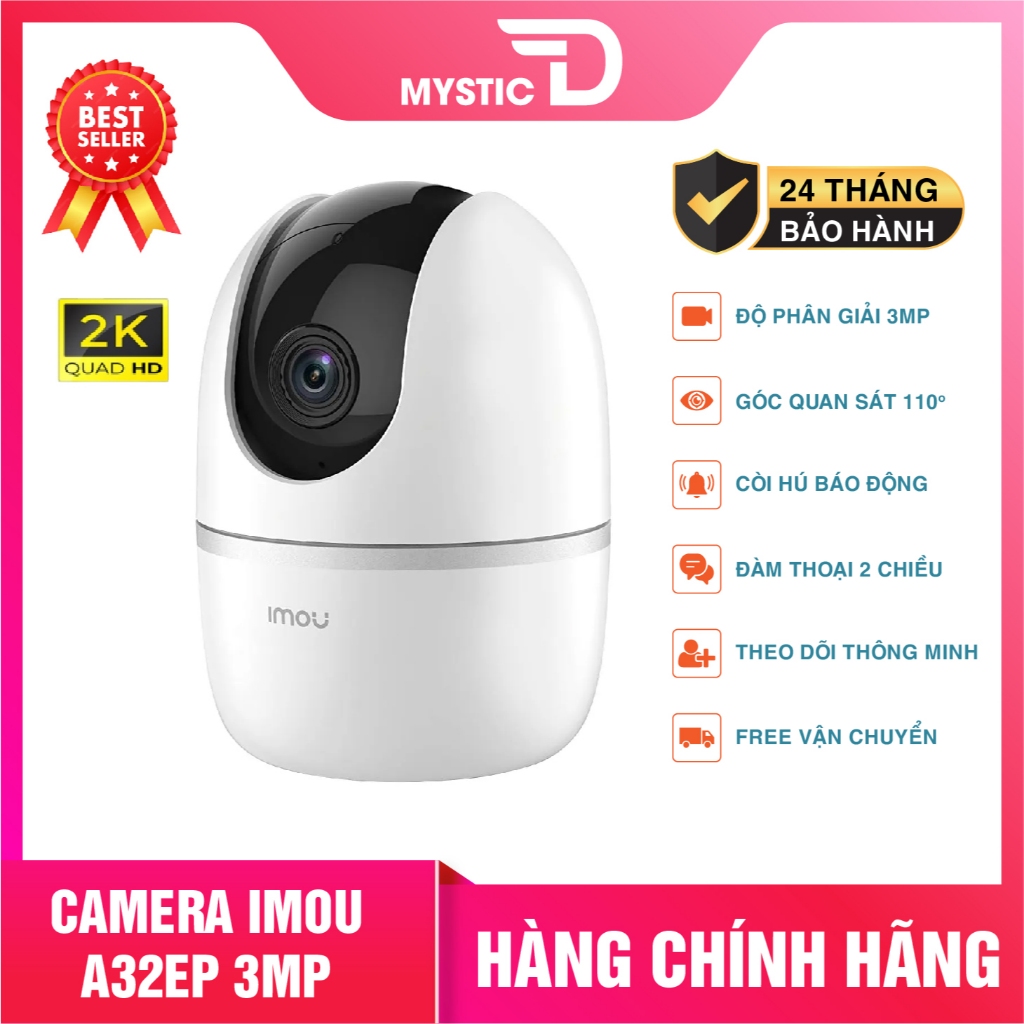 Camera Wifi Imou A32 3mp 2k, Góc rộng, Đàm thoại 2 chiều, Xoay 360 độ ...