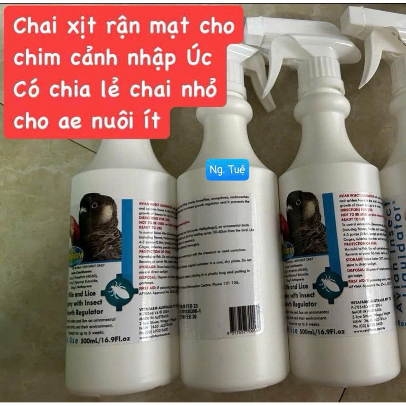 Chai xịt rận mạt cho chim cảnh nhập khẩu Úc( 160k/ chai NHỎ CHIẾT LẺ ...
