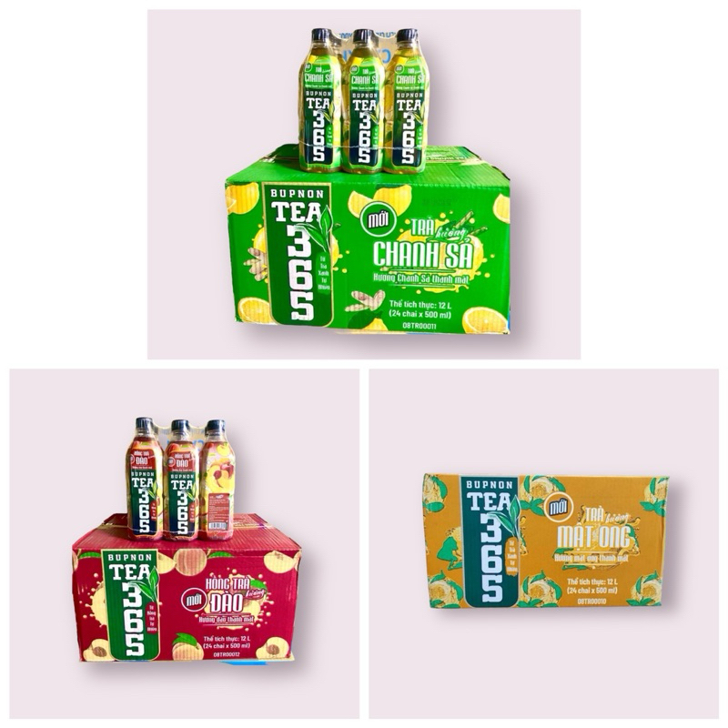 thùng 24 Chai Trà BUPNON TEA365 x 500ml Hương Chanh Sả/Trà Mật Ong/Hồng ...