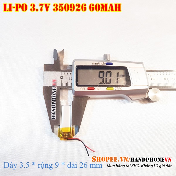 Pin Li-Po 3.7V 350926 60mAh (Li-Polymer) cho tai nghe Bluetooth, máy ...