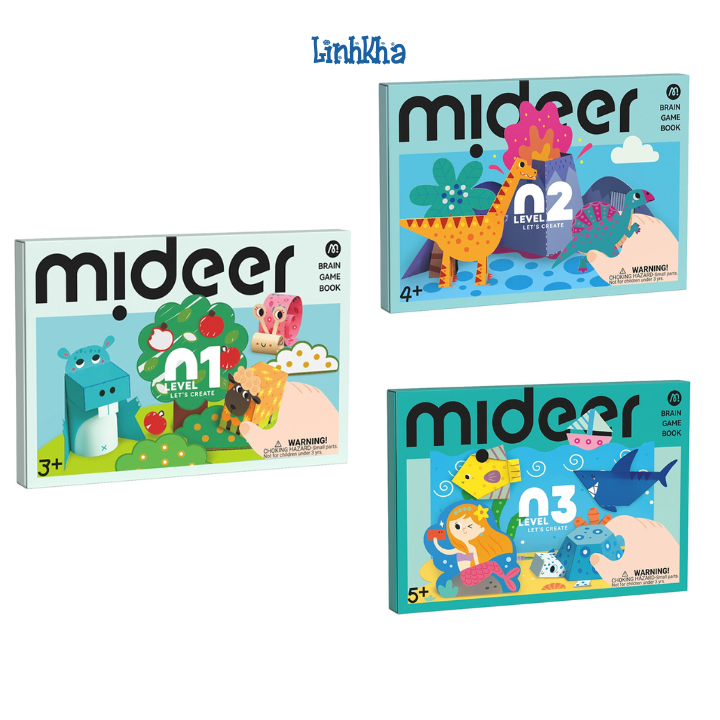 Đồ chơi tô cắt gấp sáng tạo thủ công mideer level up brain gamebook -Let's Create Level 1 2 3 ...