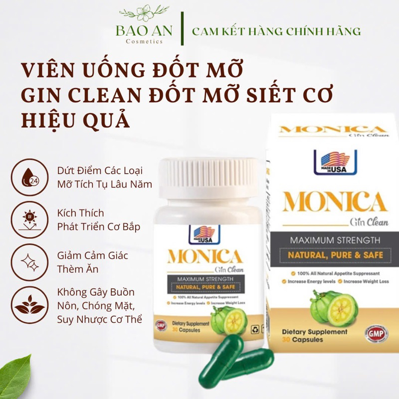 Viên Uống MONICA Gin Clean Đốt Mỡ, Siết Cơ,Giảm Mỡ Bụng, Săn Chắc Cơ Bắp - Hộp 30 viên | Shopee ...