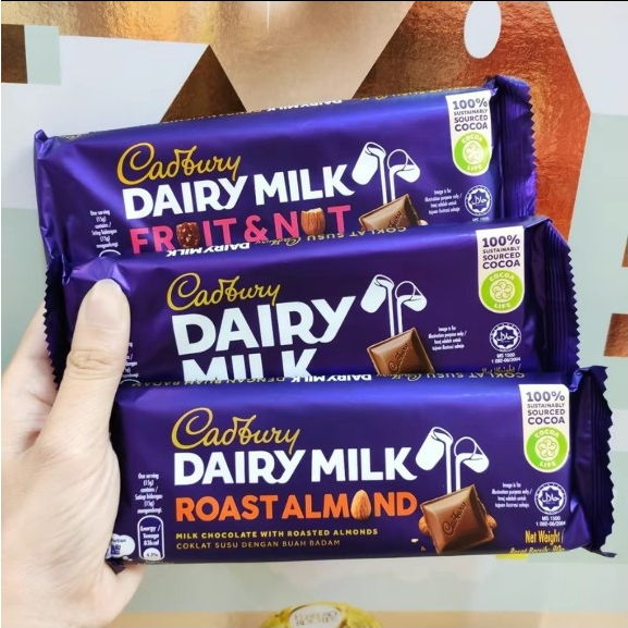 Socola Cadbury Dairy Milk 37g Combo 3 Thanh Vị Sữa, Hạnh Nhân, Trái Cây ...