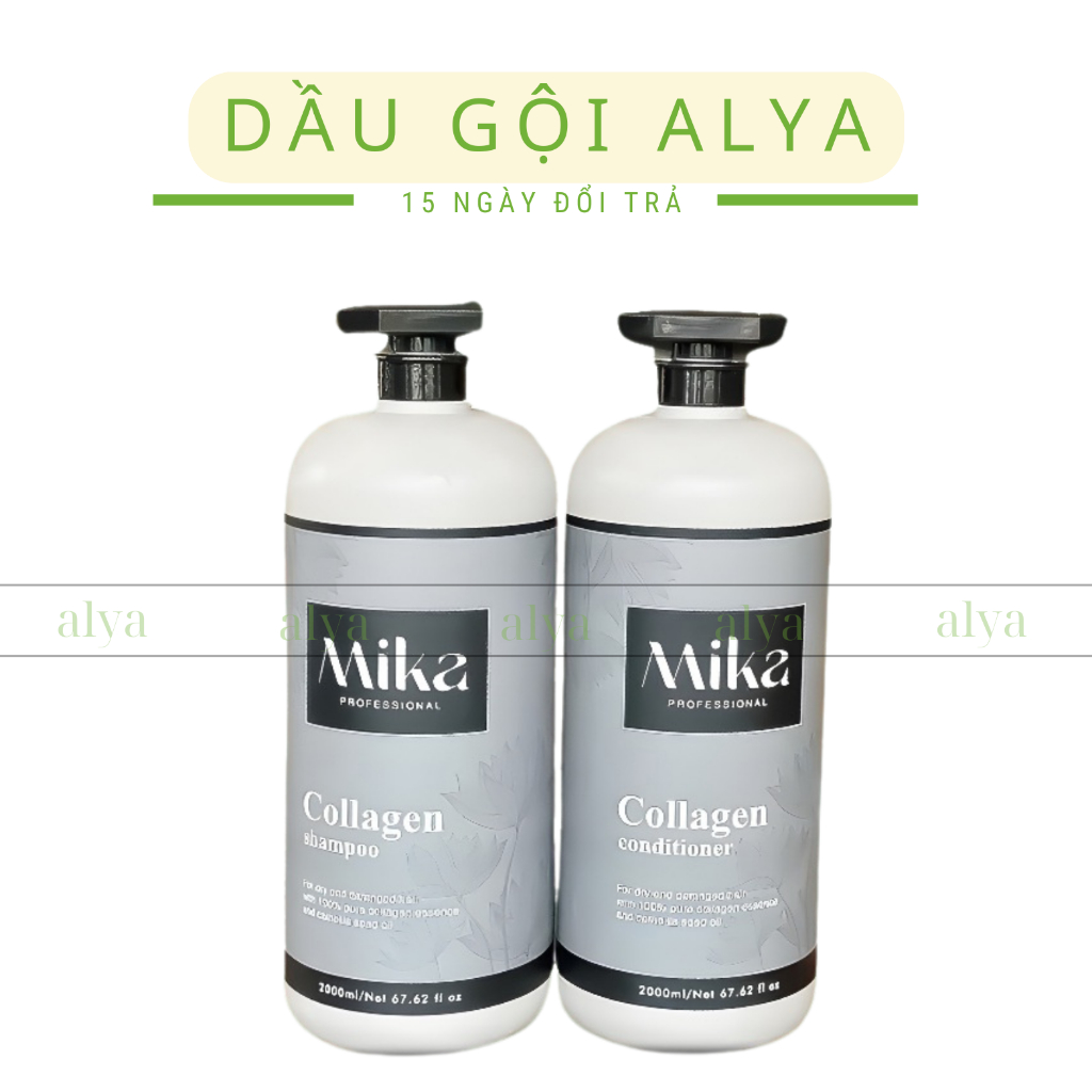 Cặp Dầu Gội Xả Collagen MIKA phục hồi hư tổn cho da đầu dầu bết, ngăn ...