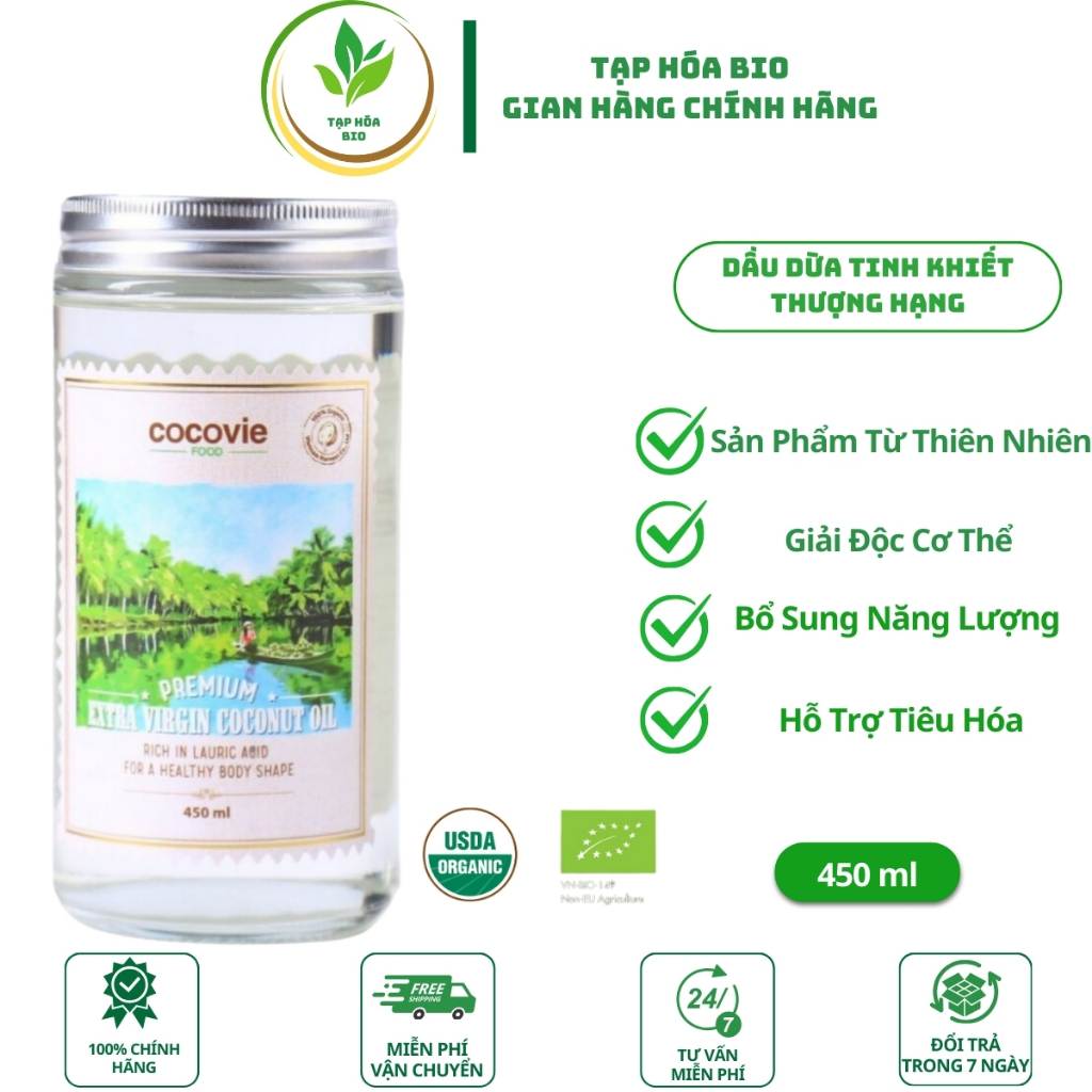 Dầu Dừa Tinh Khiết Thượng Hạng Cocovie bổ sung nguồn dinh dưỡng cho cơ ...
