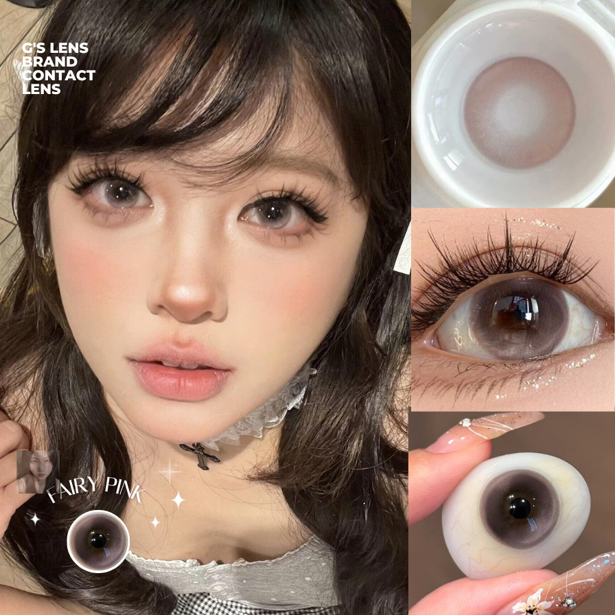 Kính áp tròng FAIRY PINK màu hồng ngọc Douyin lens cận 6 tháng G.DIA 14 ...