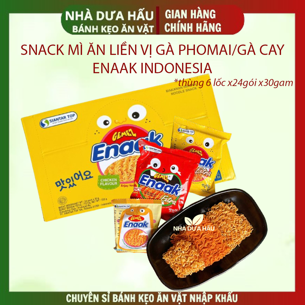 [Hộp 24 gói] Snack mì ăn liền trẻ em Enaak vàng hàng Indonesia gói ...