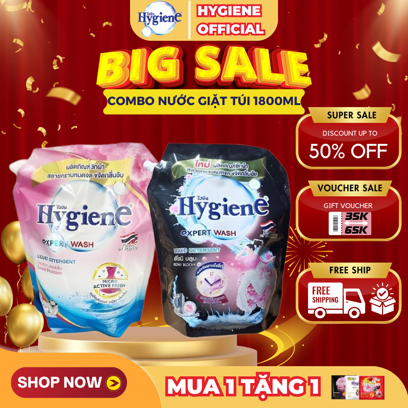 [Combo 2 tiết kiệm] Nước giặt Hygiene Expert Wash Thái Lan 1800ml chính hãng, siêu sạch, siêu ...