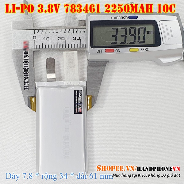 Pin Li-Po 3.8V 783461 2250mAh Dòng xả cao 10C (Li-Polymer) thay thế cho ...