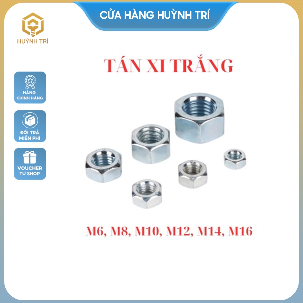 Đai ốc xi trắng, Tán Ecu xi trắng dùng Cho Bulong M6, M8, M10 | Shopee ...