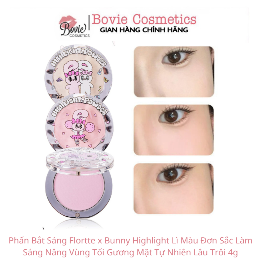 Phấn Bắt Sáng Flortte x Bunny Highlight Lì Màu Đơn Sắc Làm Sáng Nâng Vùng Tối Gương Mặt Tự Nhiên ...