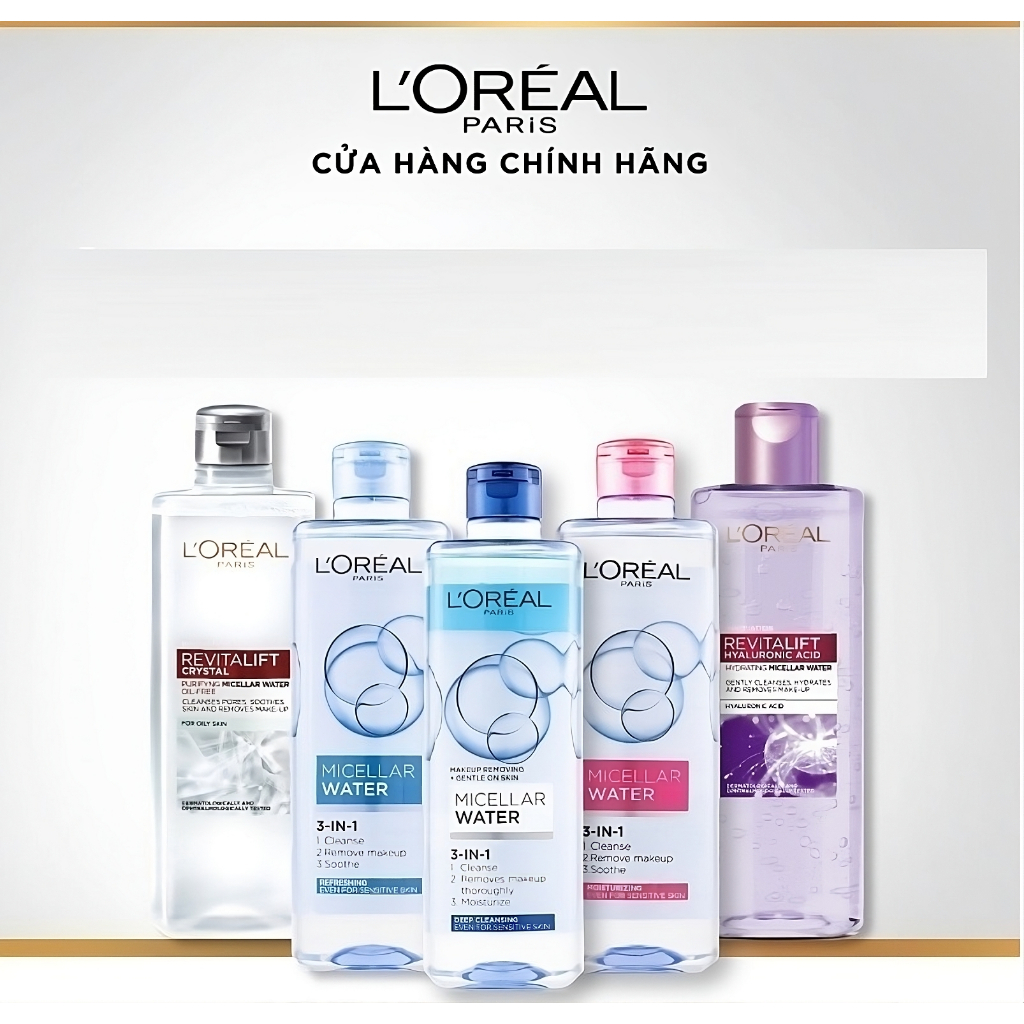 [COMBO L'Oreal + Bông Tẩy Trang] Nước Tẩy Trang L'Oreal Paris Micellar Water Sạch Sâu 3-in-1 ...