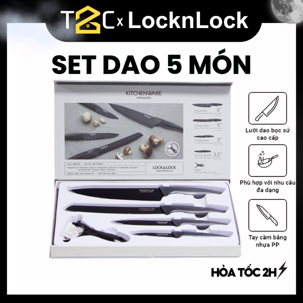 Bộ dao nhà bếp 5 món Lock&Lock COOKPLUS CKK101S5BLK - Hàng chính hãng ...