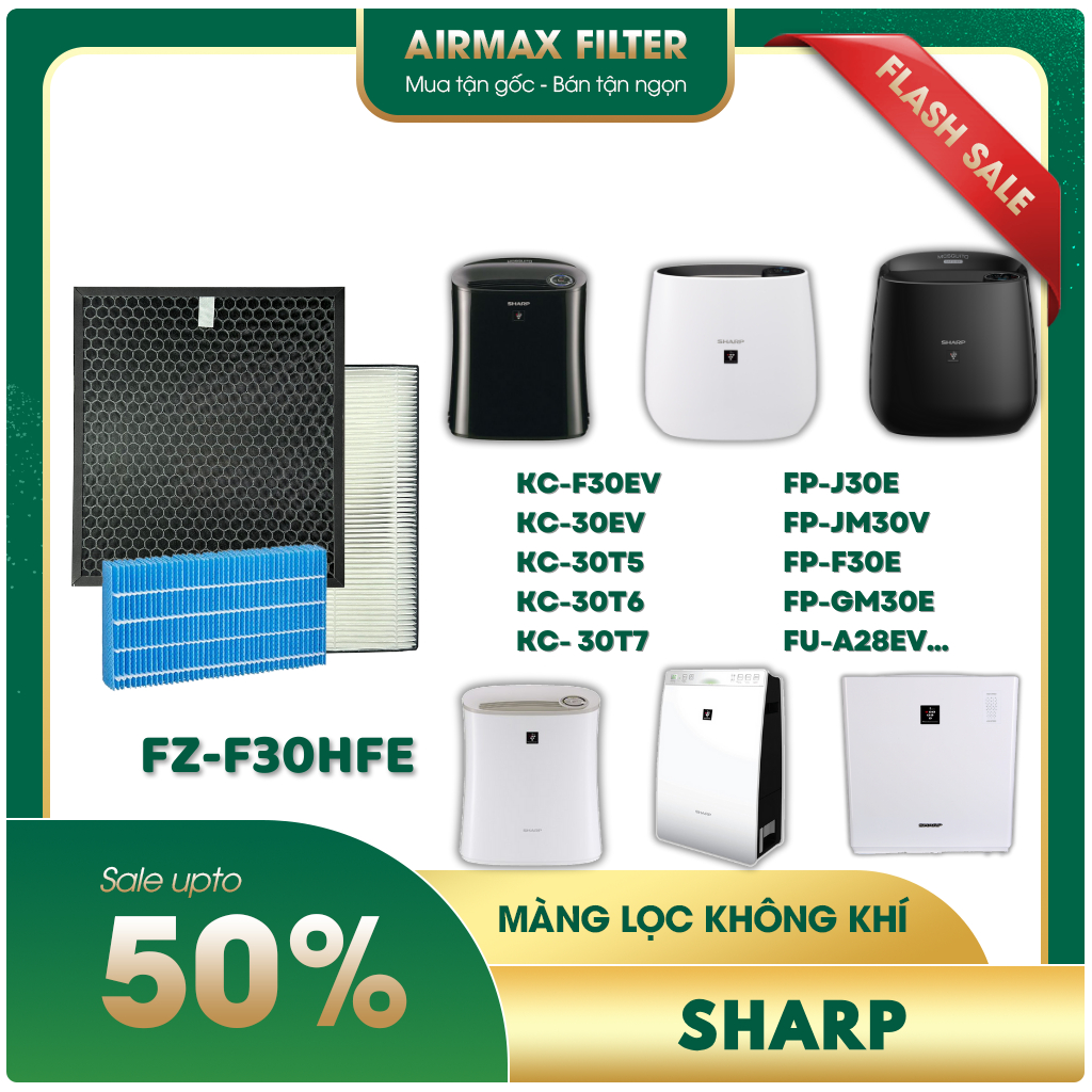 Màng lọc không khí Sharp: KC-F30EV, 30T5, 30T6, 30T7; FP-J30E, JM30V, F30E, GM30E, FU-A28EV ...