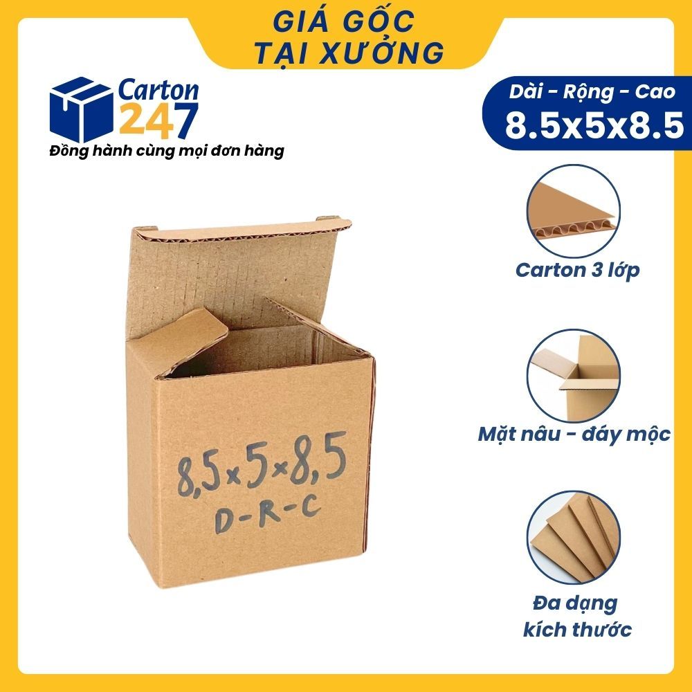 8,5x5x8,5 Hộp giấy carton nắp gài 2 đầu, đóng hàng giá tốt - Carton 247 ...