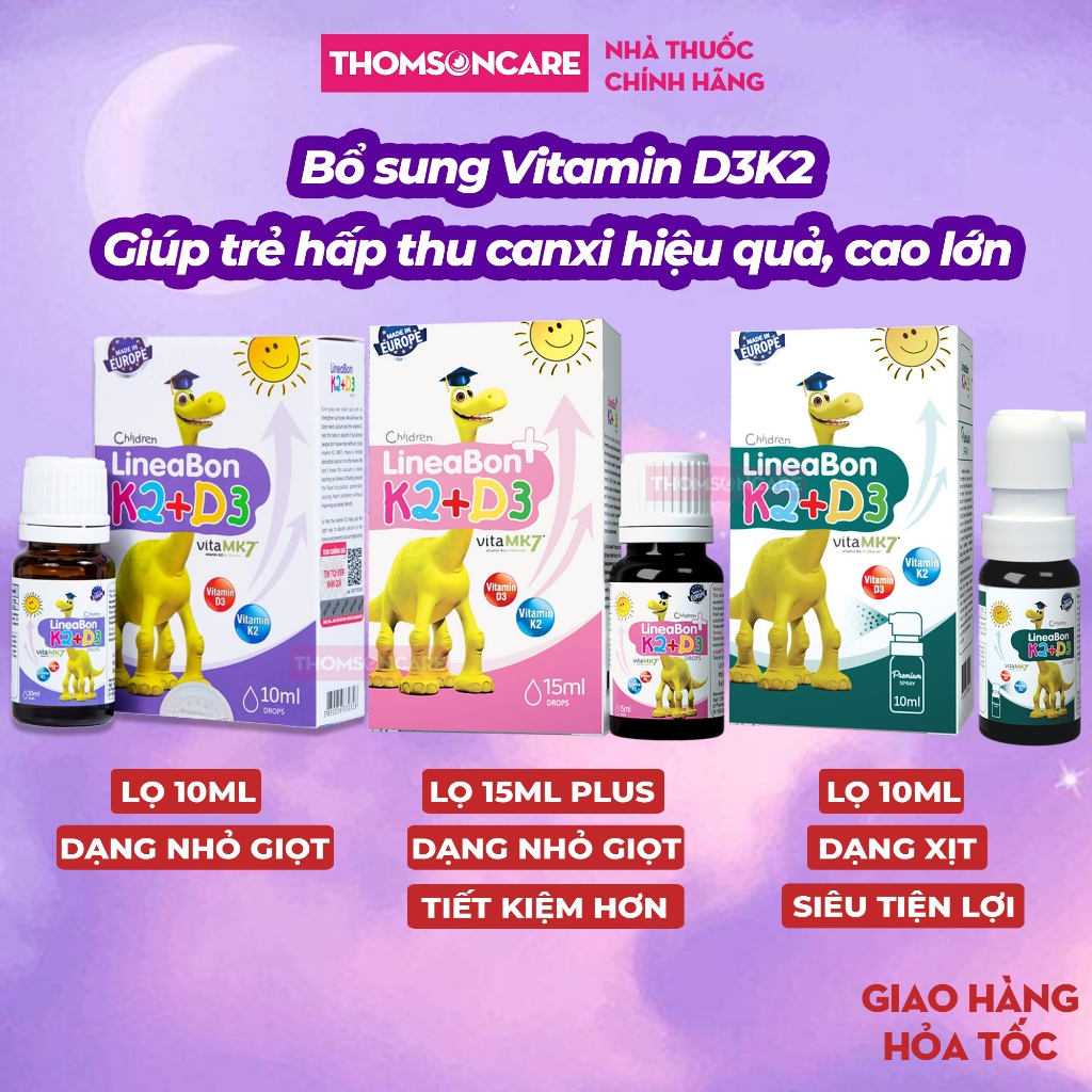 Lineabon d3k2 Vitamin giúp bé tăng chiều cao, K2+D3 Lineabon cho bé từ sơ sinh - nhập khẩu châu ...