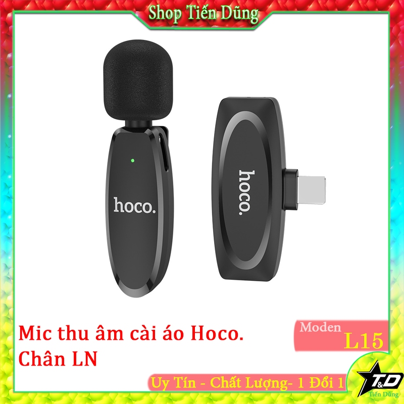 Hoco L15 Mic cài áo không dây dùng cho điện thoại với sóng 2.4GHz pin 70mAh (pin nút) cho thời ...