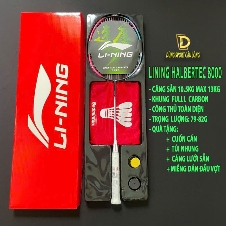 Vợt Cầu Lông Lining Halbertec 8000 Bản Cao Cấp 1/1 Full Hộp (Căng Sẵn 11Kg Max 13kg) Kèm Phụ ...