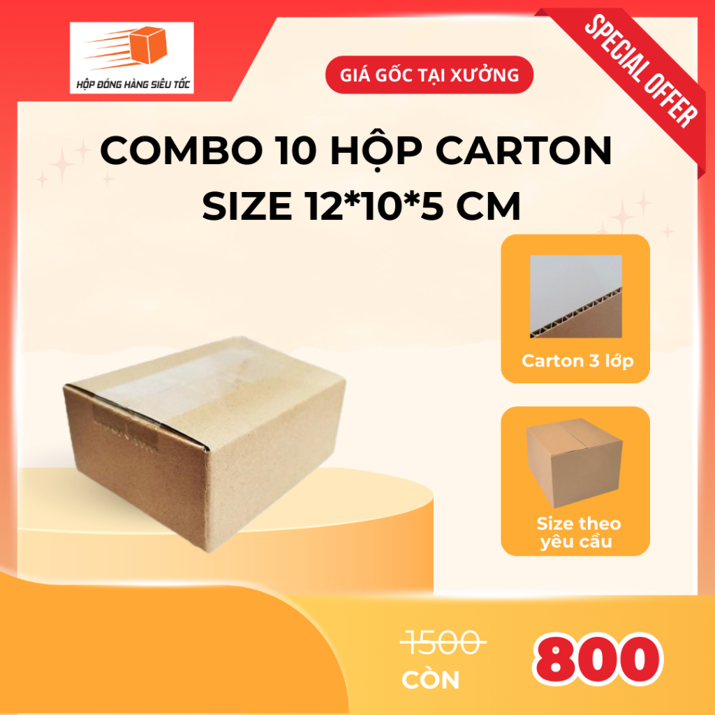12x10x5 combo 10 hộp carton đóng hàng | Shopee Việt Nam