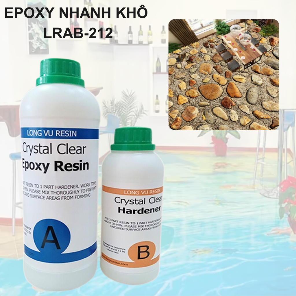 Keo Epoxy Phủ Sàn Nhanh Khô LRAB-212, Keo Resin Trong Suốt Đổ Mặt Bàn, Phủ Sàn 3D, Vẽ Cá ...