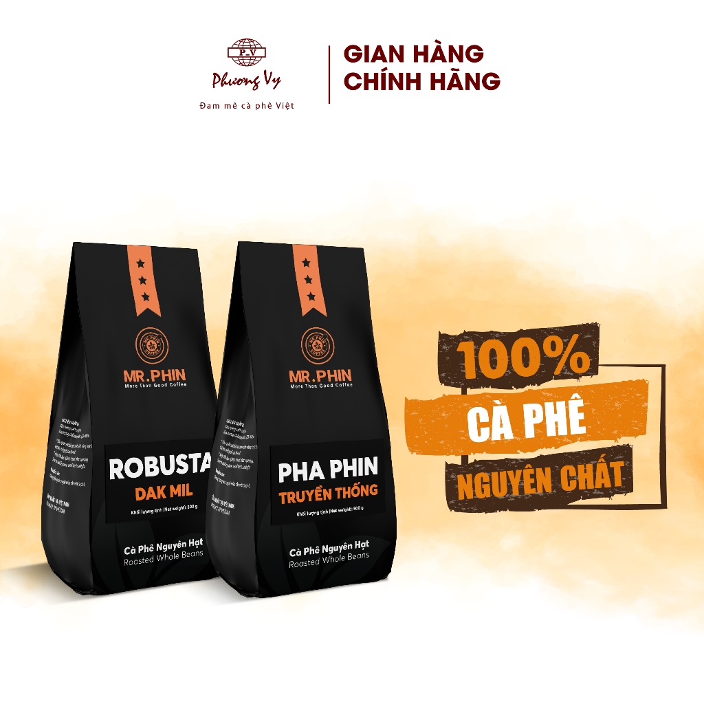 COMBO 1 Cà Phê Mr. Phin Robusta Dak Mil & 1 Pha Phin Truyền Thống 500g ...