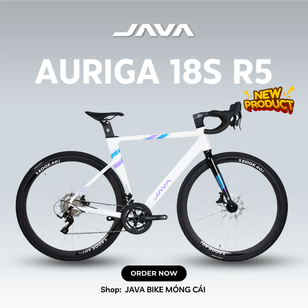Xe đạp đua MÀU TRẮNG TÍM khung Nhôm JAVA AURIGA 18S R5 2024 - 18 tốc độ ...