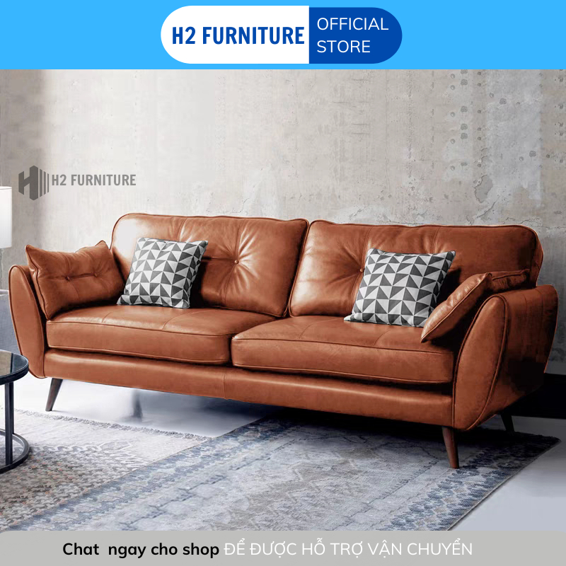 [Miễn ship HN] Ghế Sofa da tay nhót H2 Furniture dành cho 3 đến 4 người ngồi bảo hành 1 năm ...