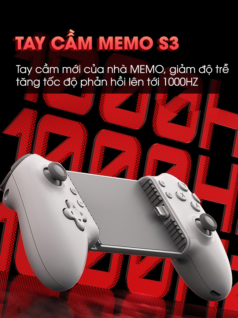 Tay cầm chơi game MEMO S3 thế hệ mới hỗ trợ 1000hz đa dạng kết nối nhiều game moba console ổn ...