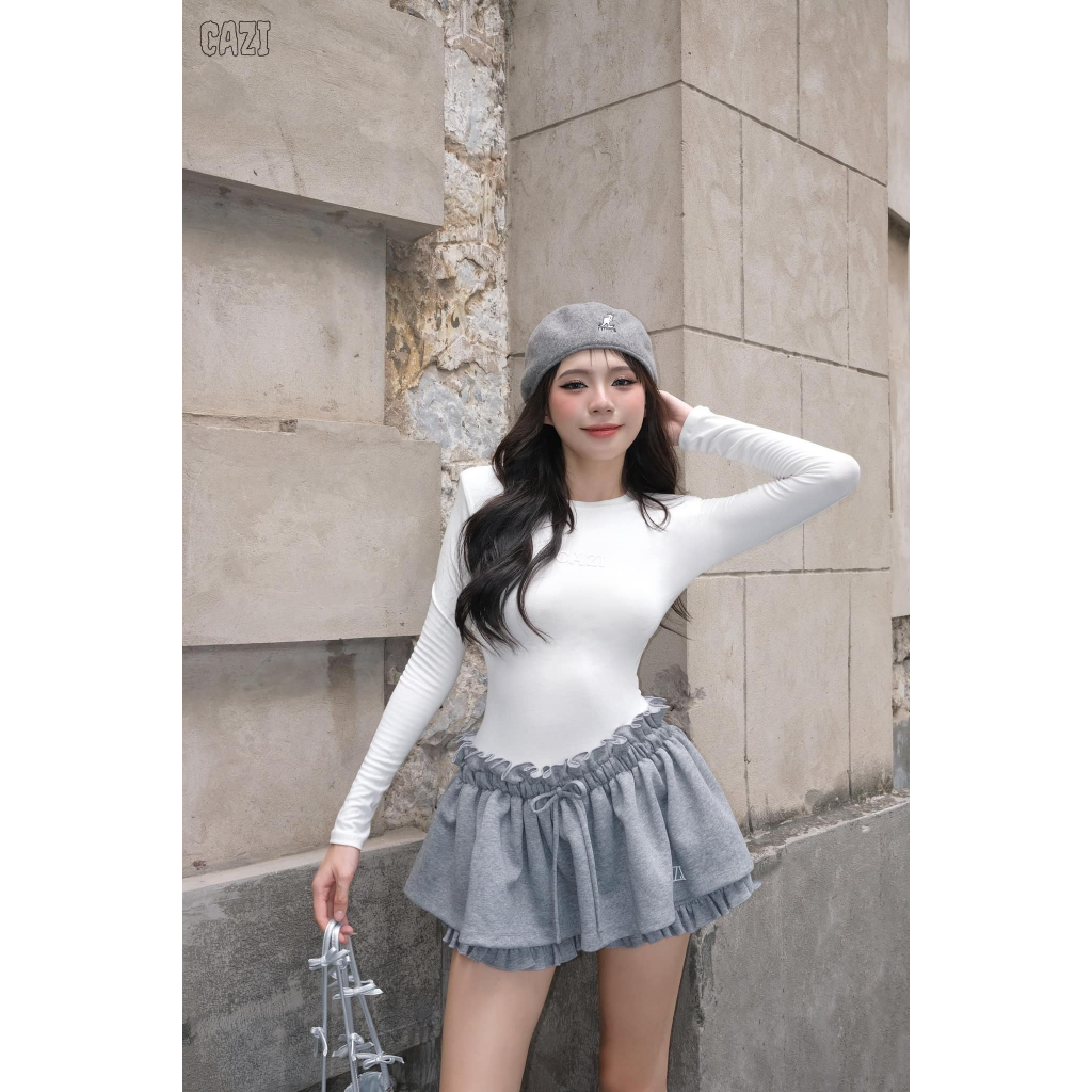Cazi - Áo cổ tròn trơn phong cách đơn giản, thanh lịch dễ phối đồ đi ...