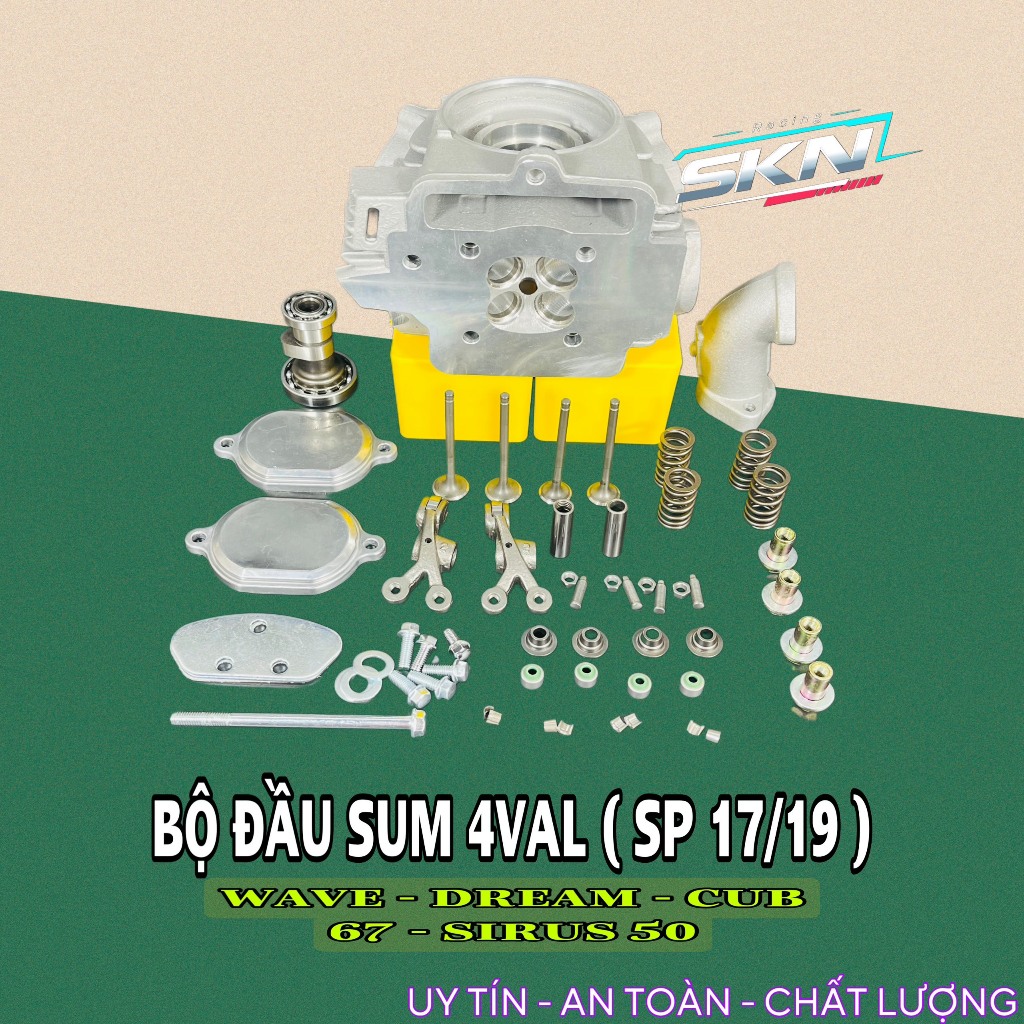 Bộ đầu 4val SUM supap 17/19 cho xe Wave Dream Cub 67 Sirius 50 | Shopee ...