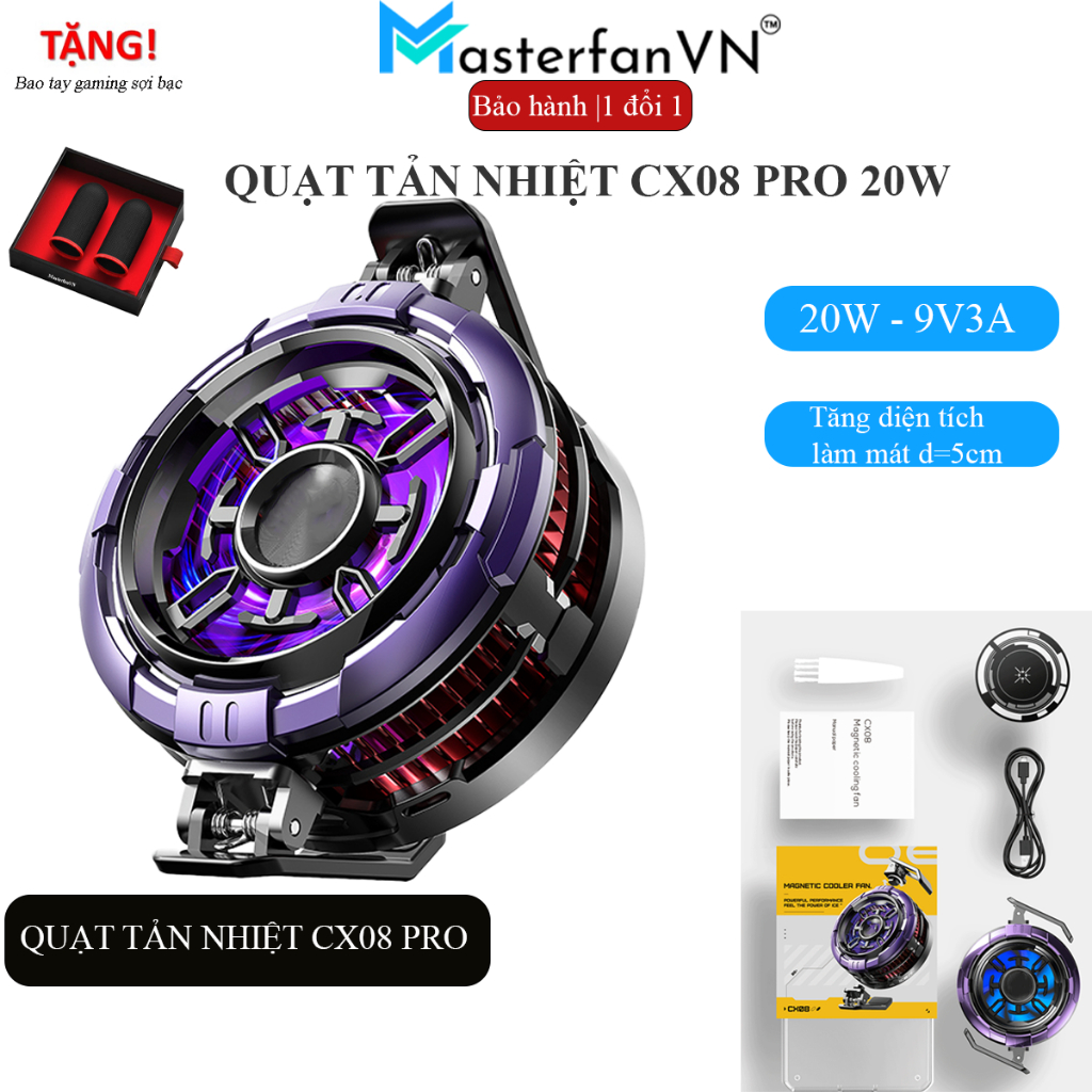 Sò lạnh tản nhiệt điện thoại CX08 Pro thế hệ mới đóng đá làm mát AI ...