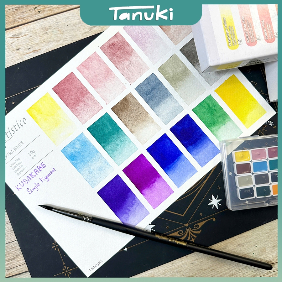 [TANUKI ART] Pocket màu nước hạng họa sĩ Kusakabe Single Pigment 18 màu ...