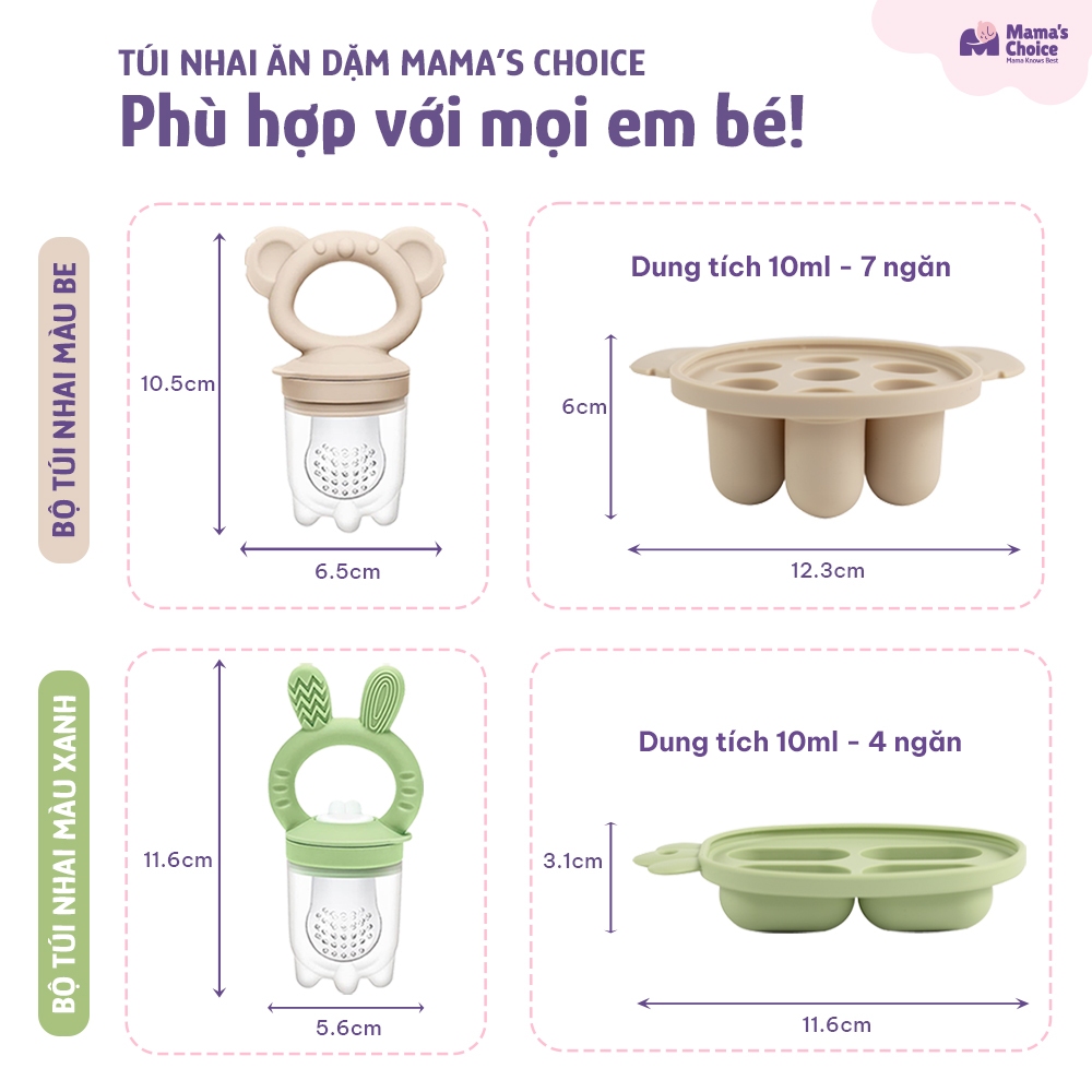 Túi Nhai Ăn Dặm Mama's Choice Cho Bé, Núm Nhai Hoa Quả Chống Hóc, Tặng ...