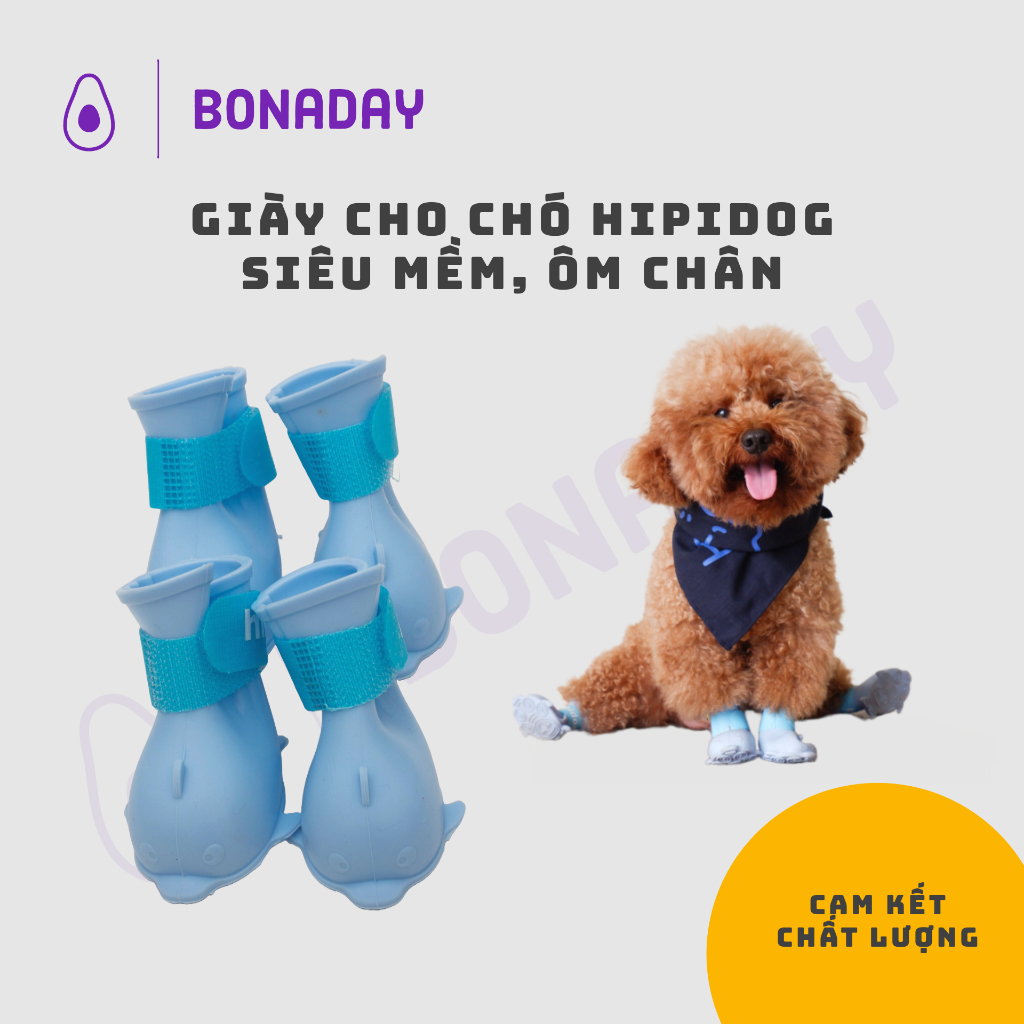 GIÀY CHO CHÓ HIPIDOG, BONADAY PETS, bộ 4 chiếc giày cao su mềm, chống ...