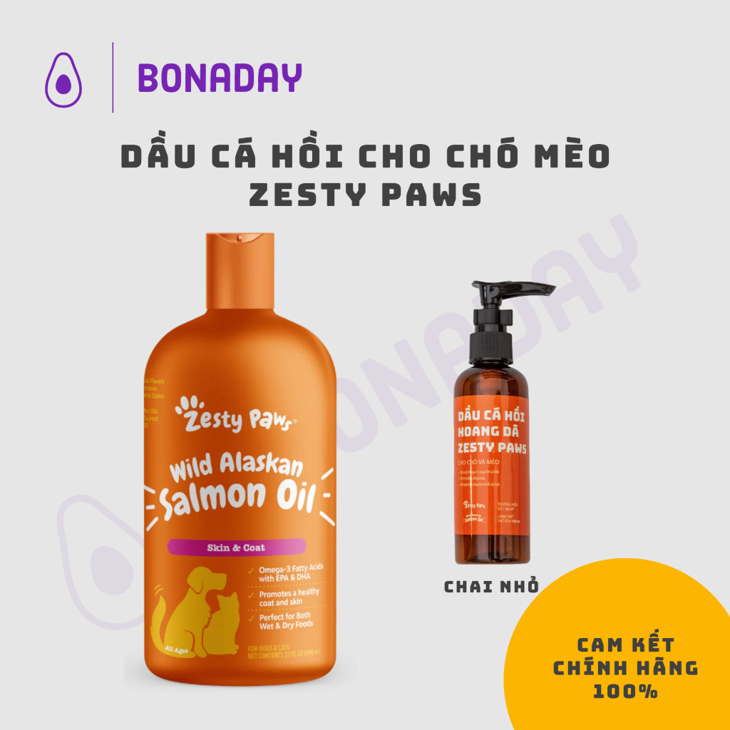 DẦU CÁ HỒI CHO THÚ CƯNG ZESTY PAWS TỪ CÁ HỒI HOANG DÃ ALASKA , BONADAY ...