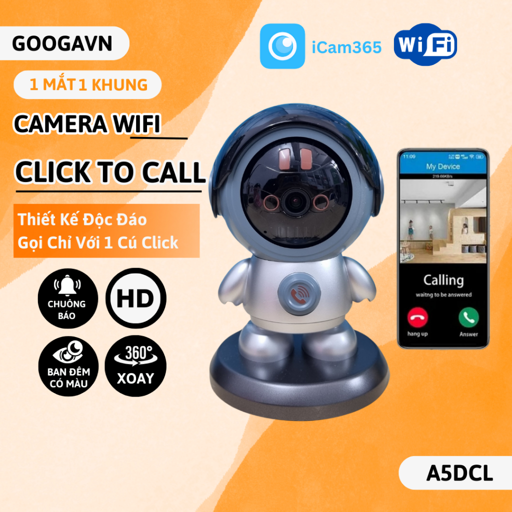 Camera WIFI App ICAM365, Thiết Kế Phi Hành Gia, Nhỏ Gọn, Độ Phân Giải 2 ...