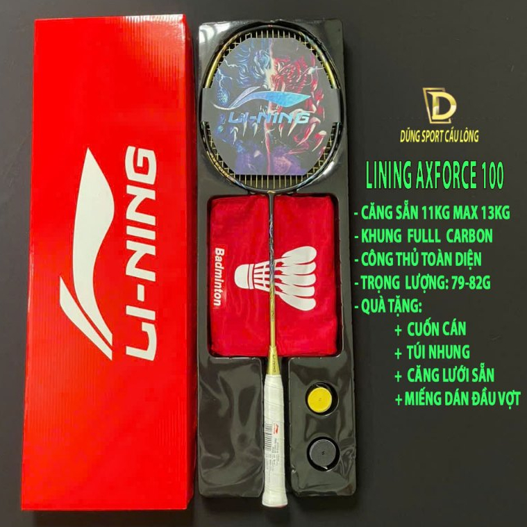 Vợt Cầu Lông Lining Axforce 100 Kỳ Lân Bản full hộp, cuốn cán, túi vợt, căng sẵn (11kg max 13kg ...