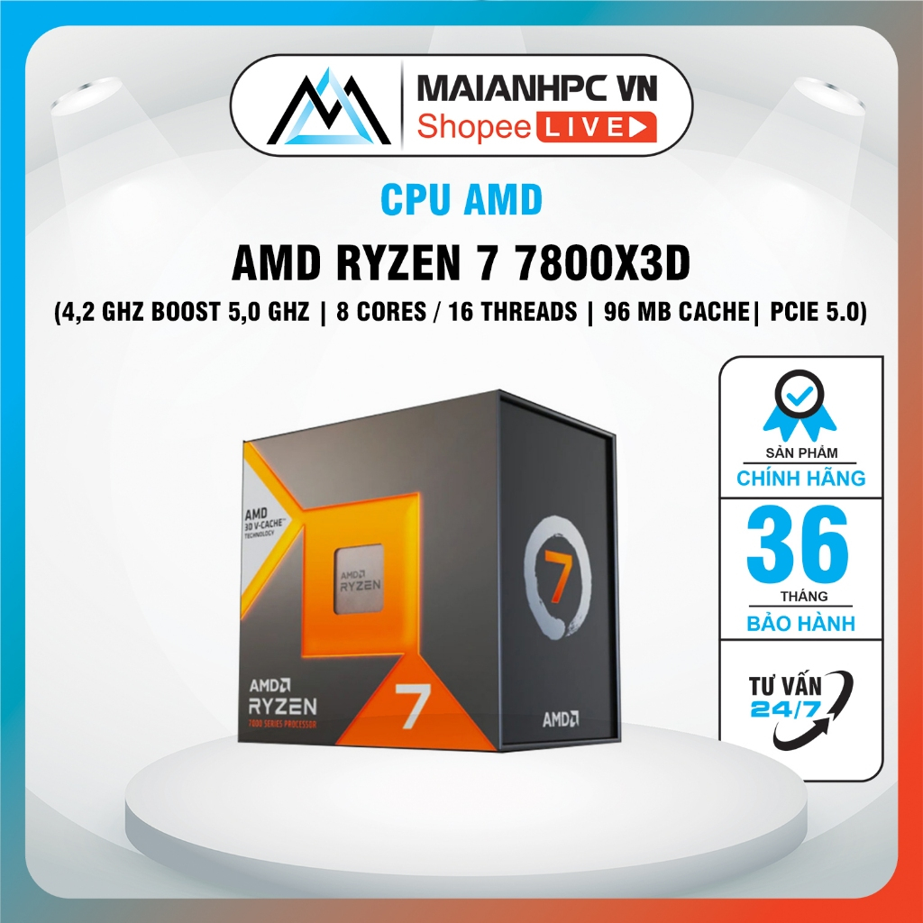 CPU AMD Ryzen 7 7800X3D (4,2 GHz Boost 5,0 GHz | 8 Cores / 16 Threads | 96 MB Cache| PCIe 5.0 ...