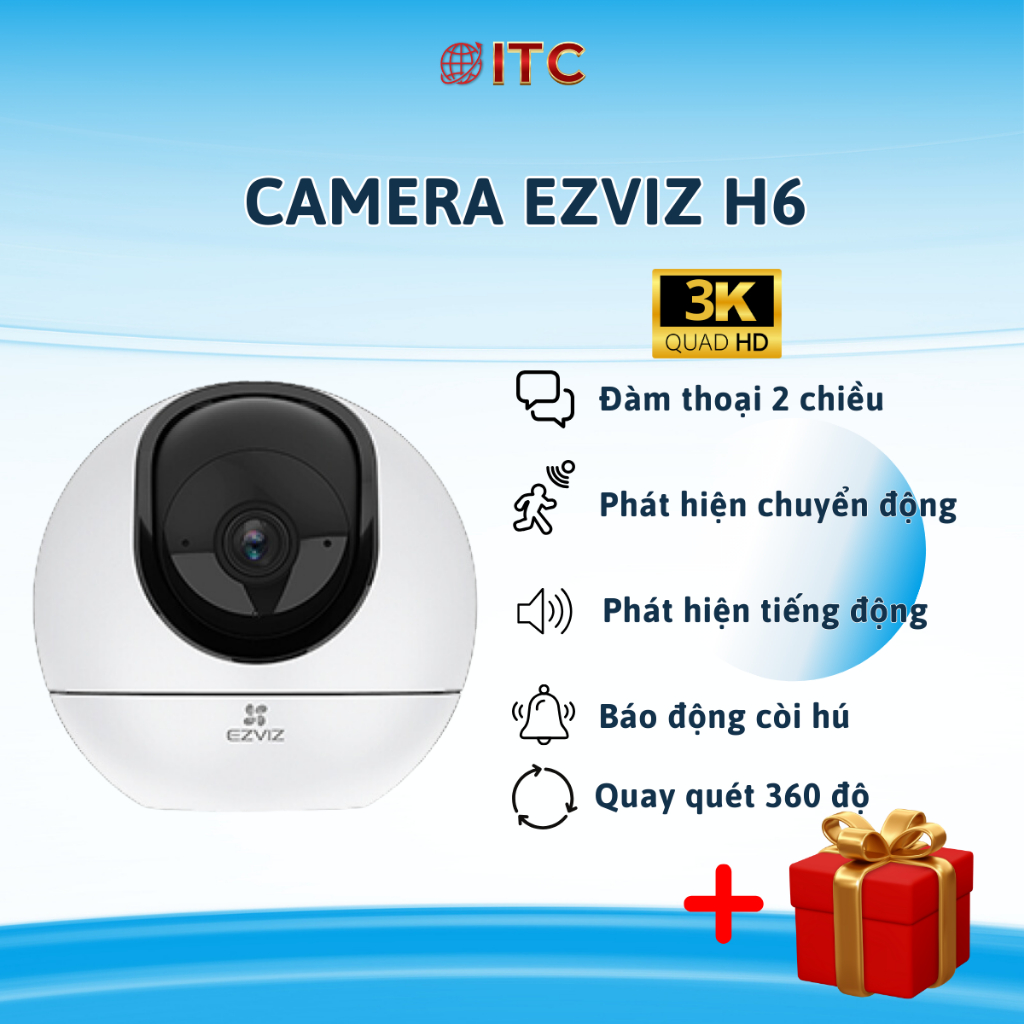 Camera ip wifi trong nhà EZVIZ,H6 5MP (3k), Đàm Thoại 2 Chiều, zoom phóng tự động ,theo dõi vật ...