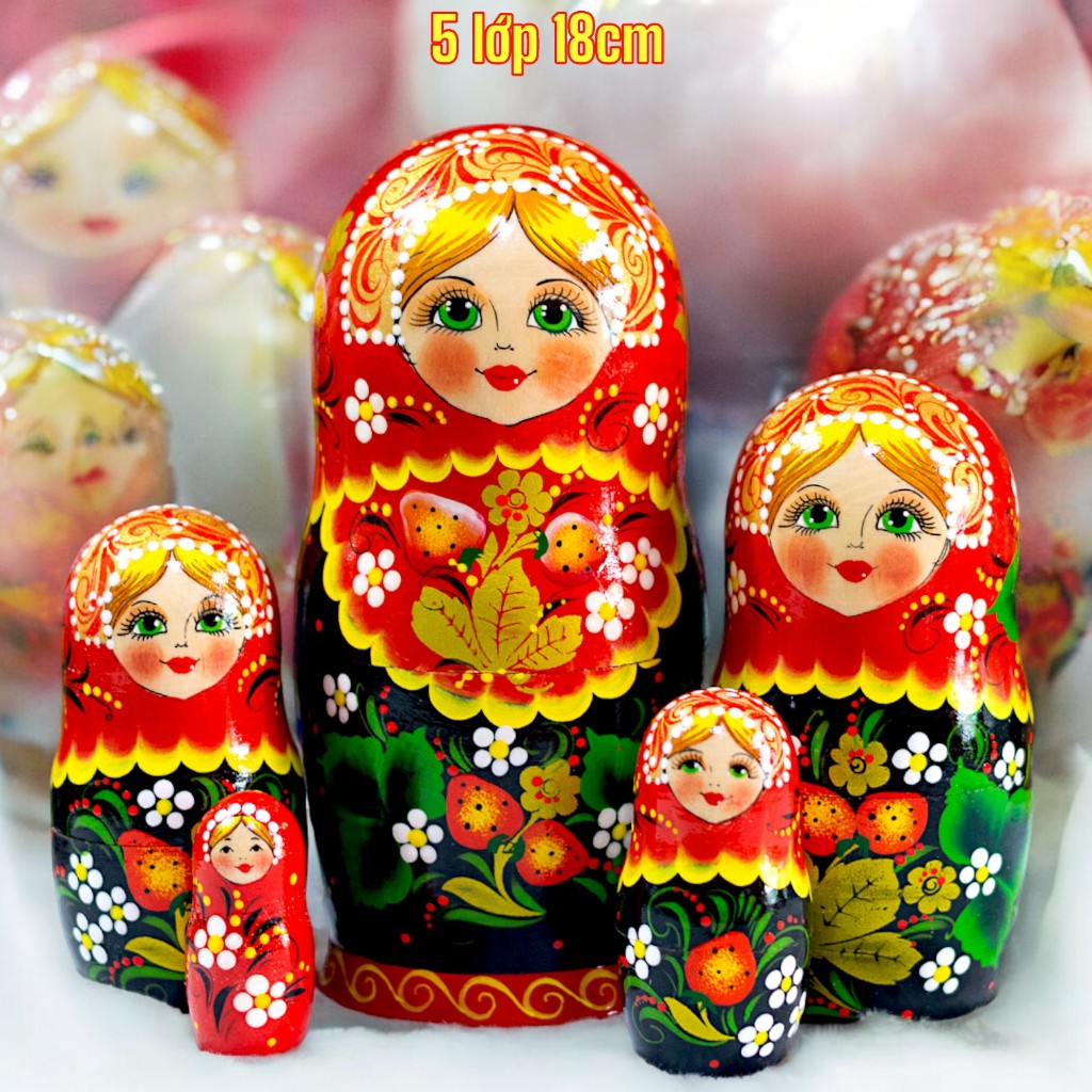 BỘ BÚP BÊ NGA MATRYOSHKA 5 LỚP 18CM "CÔ BÉ DÂU TÂY" CỰC ĐẸP VÀ DỄ THƯƠNG HÀNG NGA CHÍNH HÃNG ...