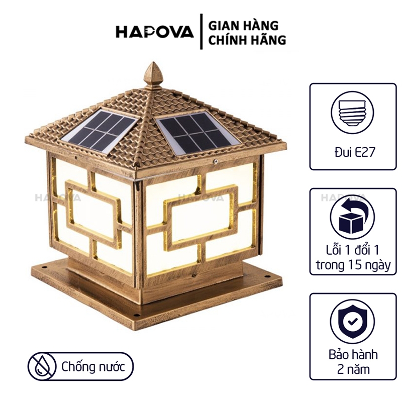 Đèn trụ cổng năng lượng mặt trời đèn trang trí sân vườn cỡ 400mm HAPOVA ...