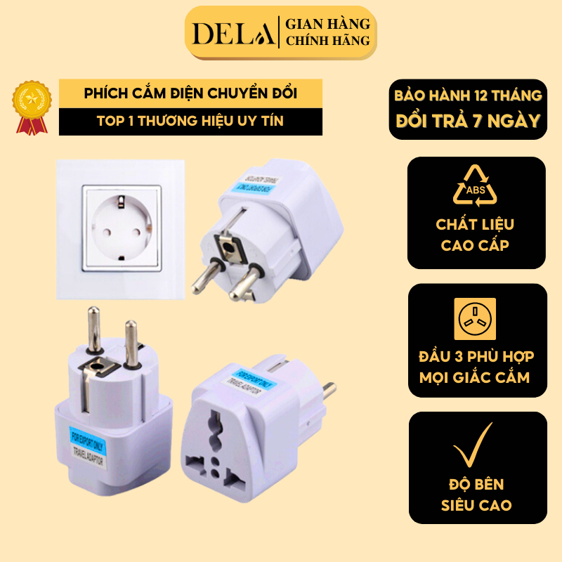 Phích Cắm Điện Chuyển Đổi Từ 3 Chân Sang 2 Chân Jiashi DELADEP An Toàn Chịu Nhiệt Độ Cao 220V ...