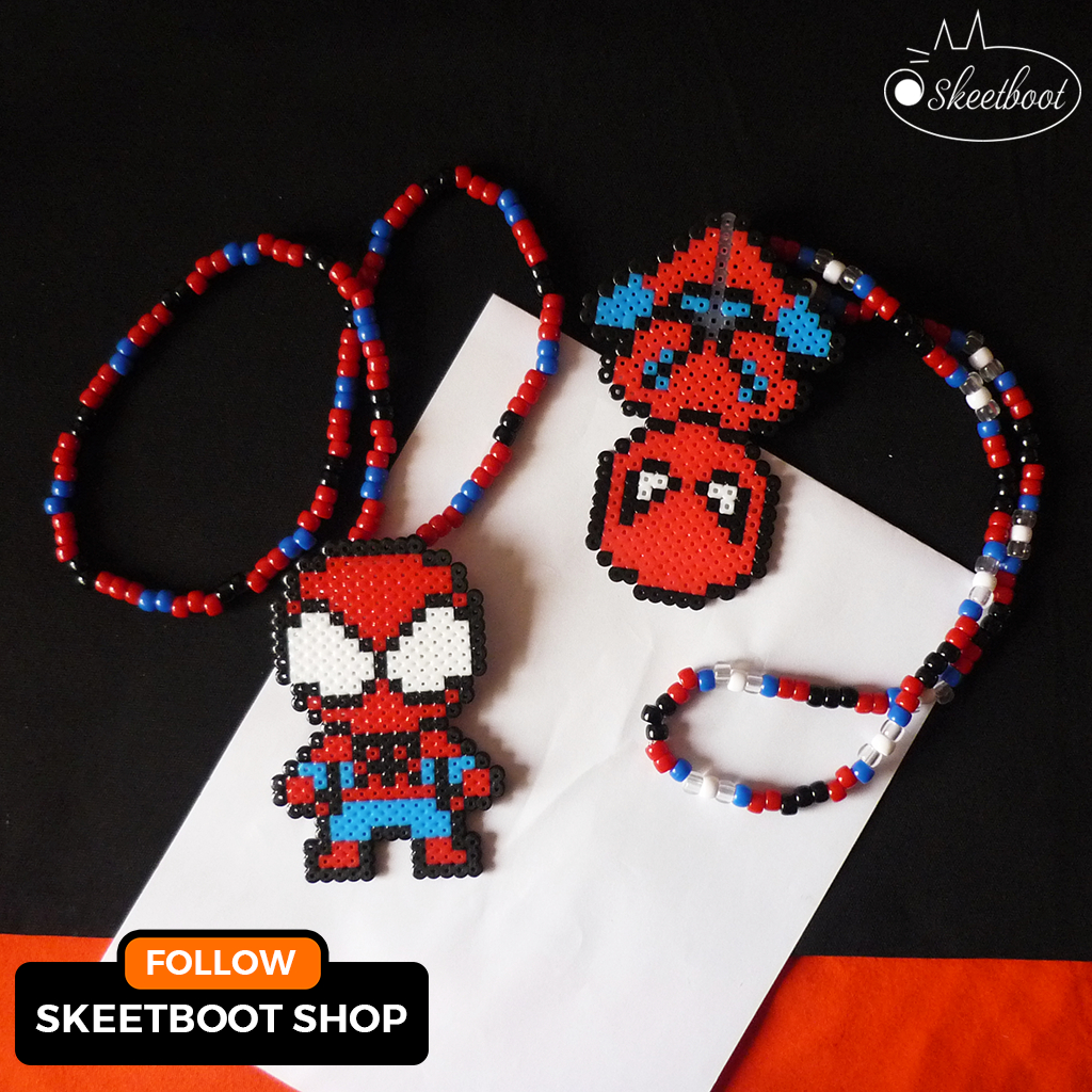 Vòng kandi Spider man - Vòng cổ perler người nhện - phụ kiện rave DJ ...
