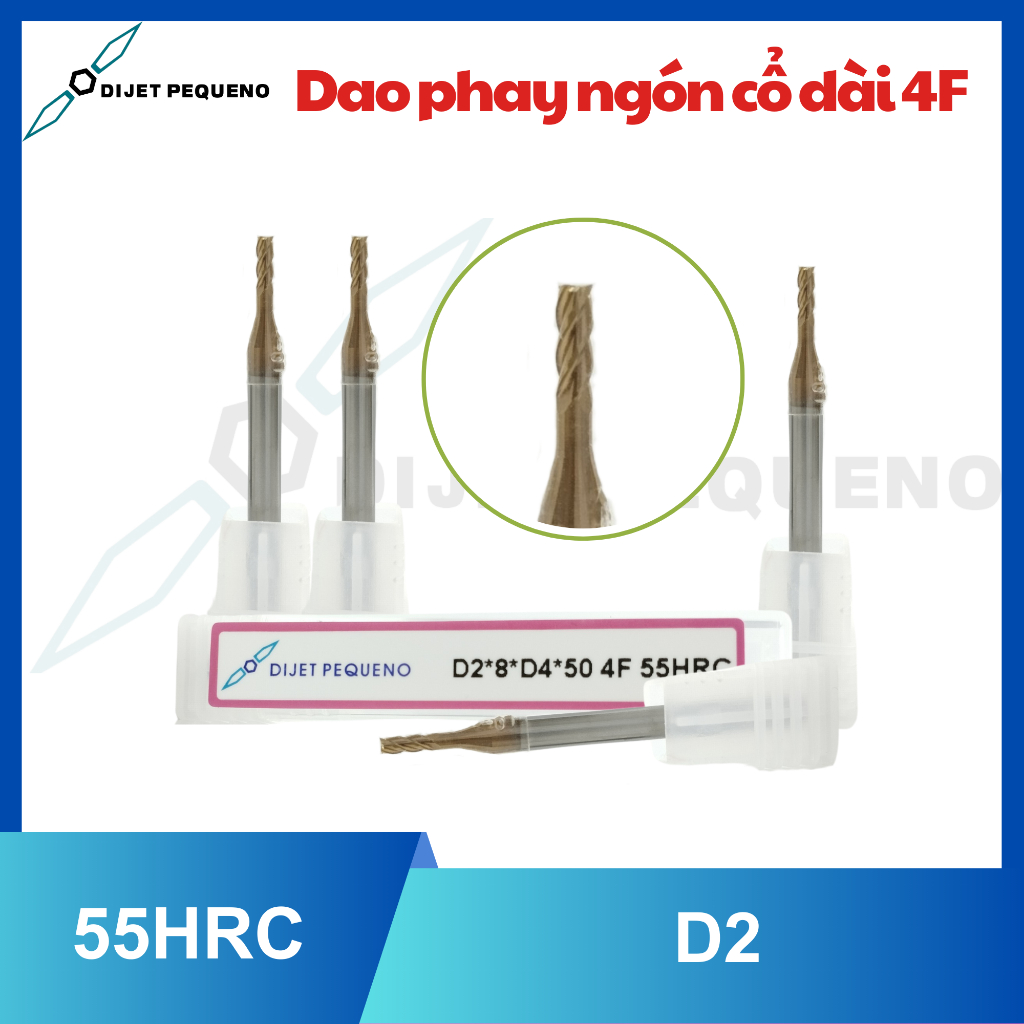 D2 Dao phay ngón cổ dài 4F 55HRC | Shopee Việt Nam