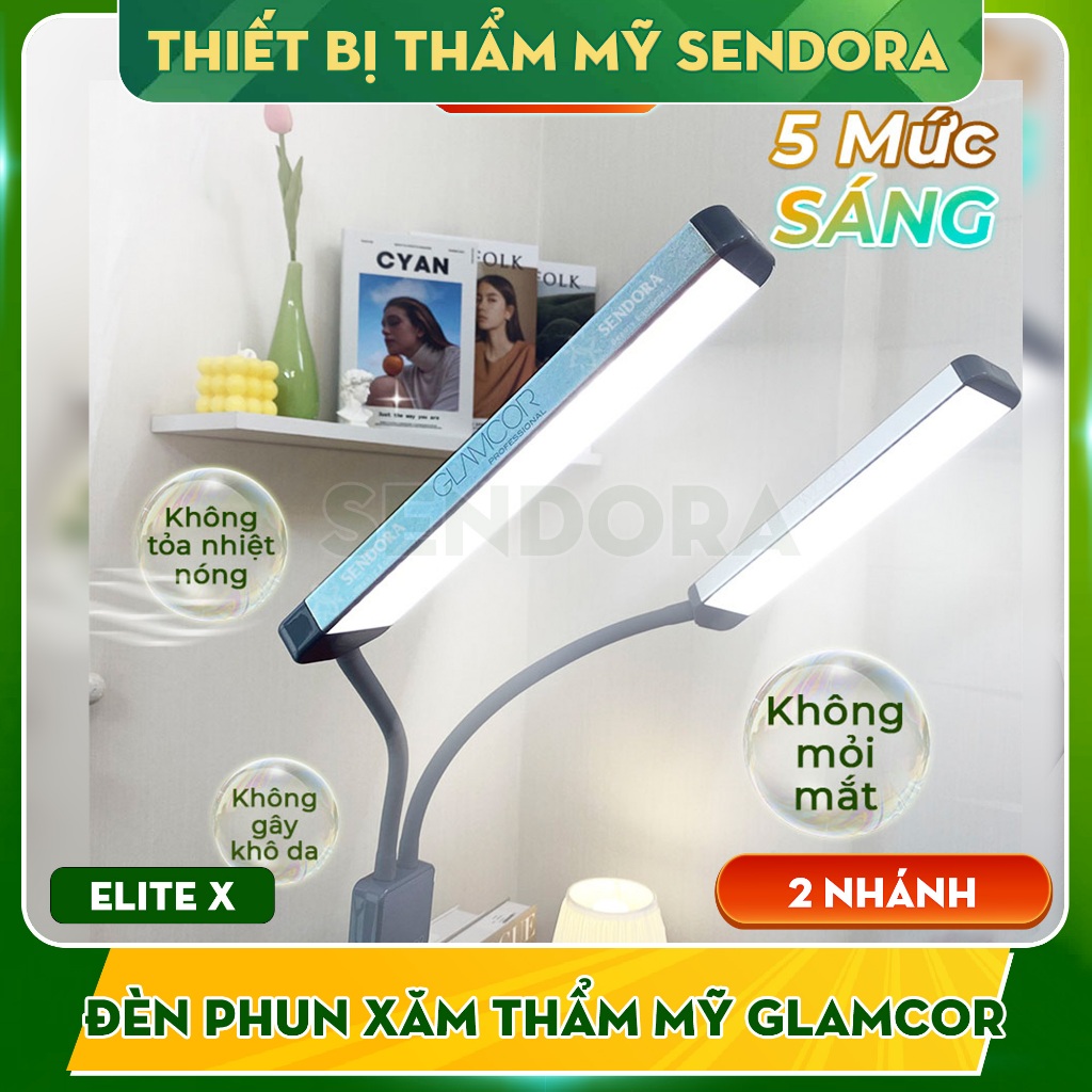 Đèn Glamcor Elite X 5 cấp độ sáng chính hãng, Đèn phun xăm LED 2 nhánh ...